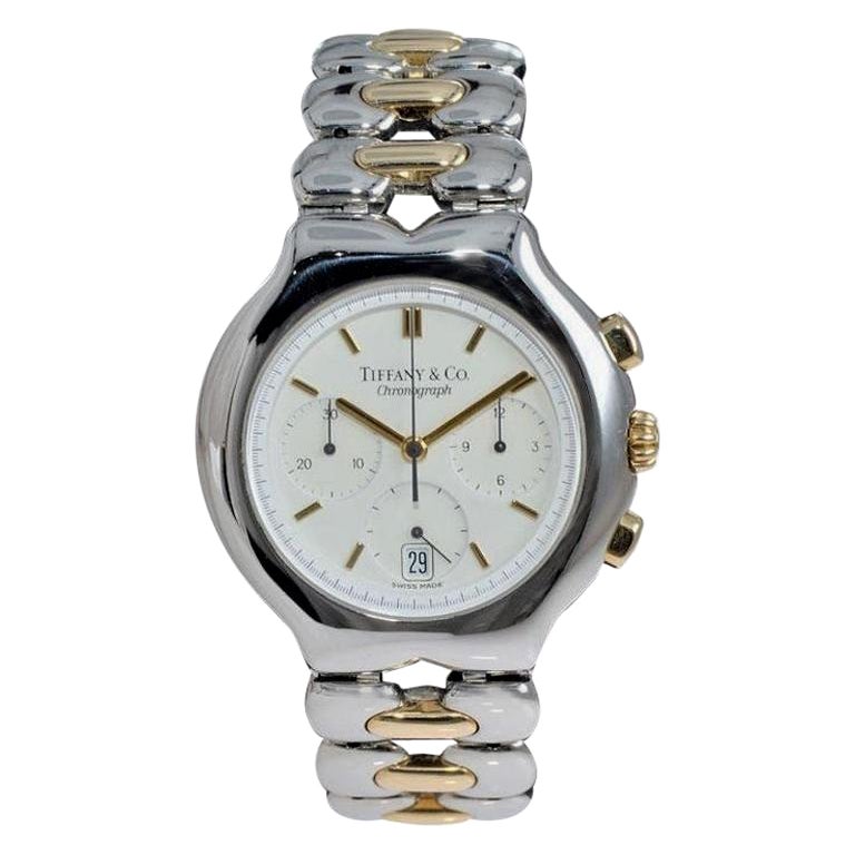 Tiffany and Co. Yellow Gold Stainless Steel Chronograph Watch For Sale ...