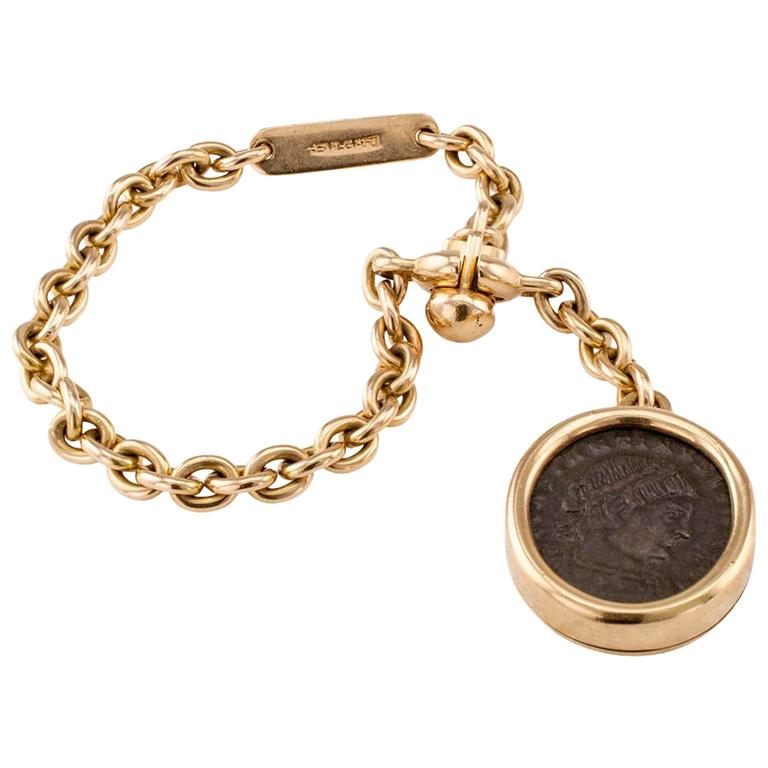 Bulgari Gold Keychain with Ancient Roman Coin at 1stDibs