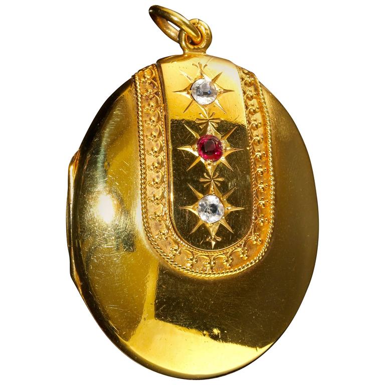 Antique Victorian Large Locket Paste Stones, circa 1900 at 1stDibs