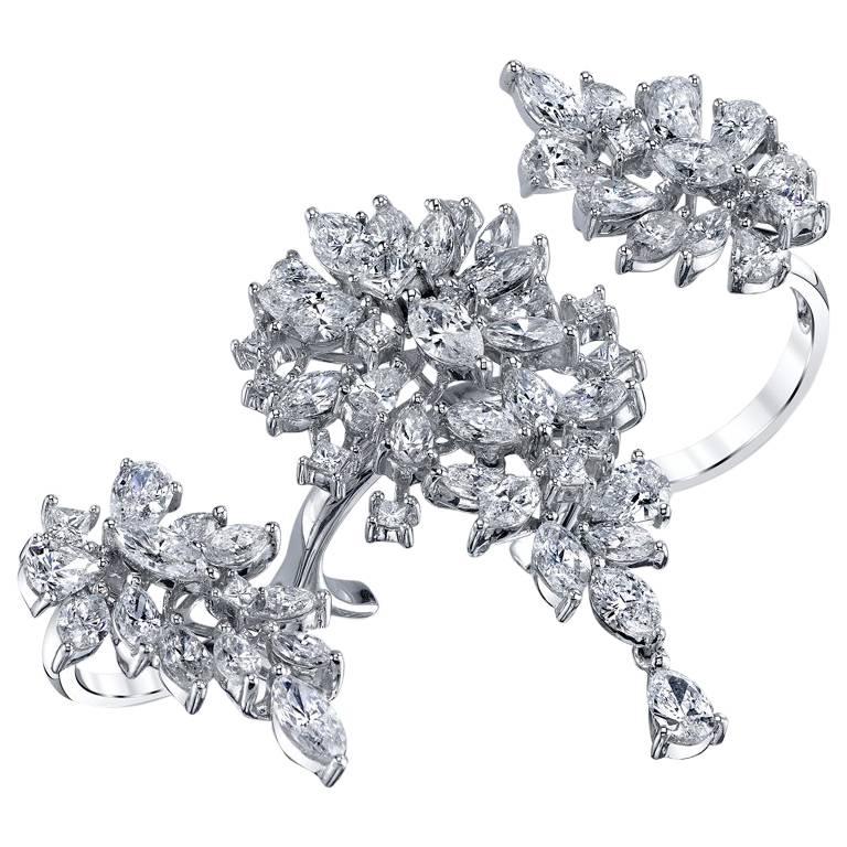 Jewelerette Three-Finger Diamond Gold Ring at 1stDibs | three finger ...
