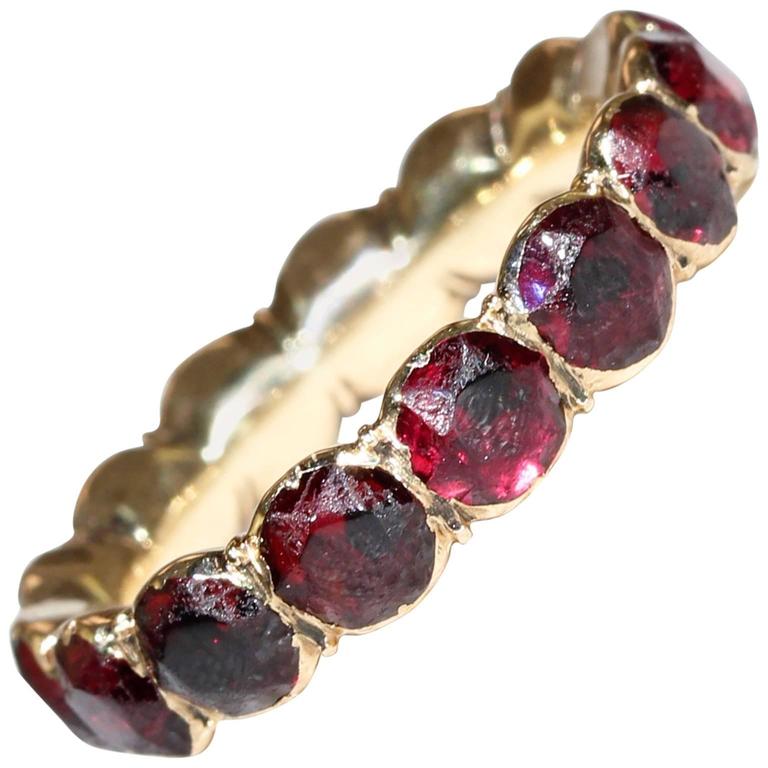 Georgian Garnet Gold Eternity Band Ring at 1stDibs