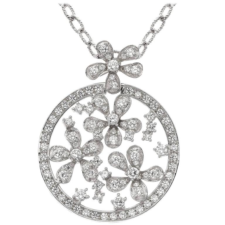 Diamond Floral Necklace at 1stDibs