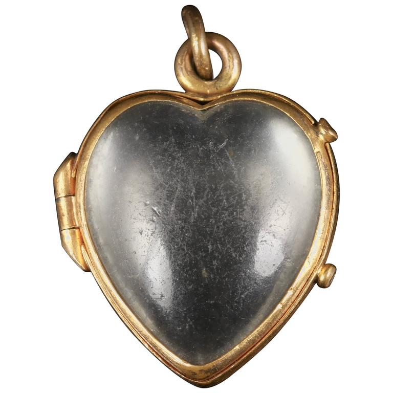Antique Victorian Crystal Heart Locket, circa 1880 at 1stDibs