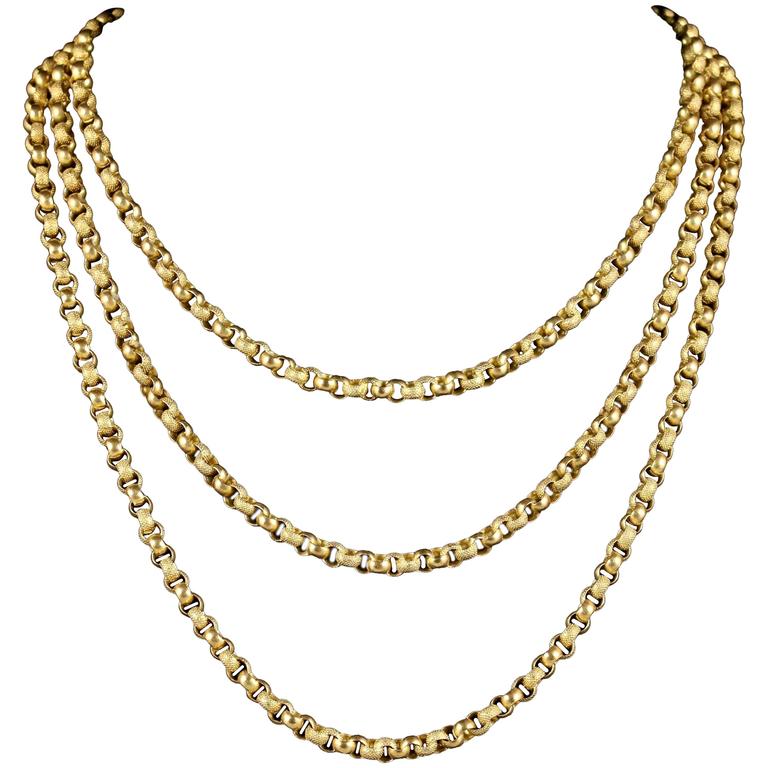 Antique Georgian Long Guard Chain 18 Carat Gold, circa 1780 at 1stDibs
