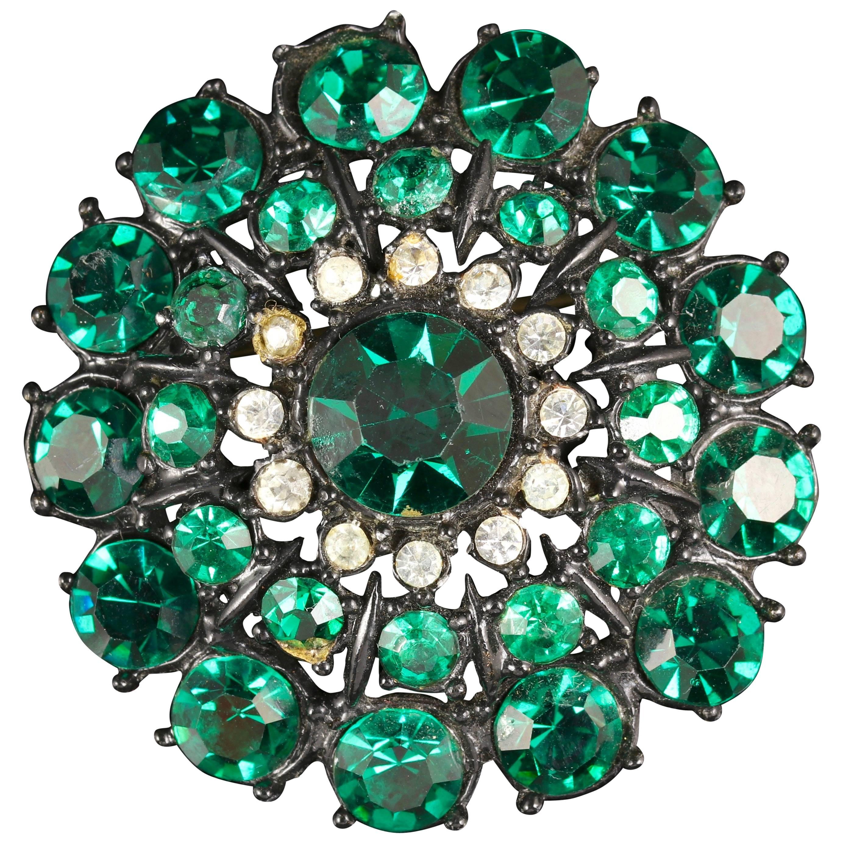 Antique Green Paste Costume Brooch, circa 1950 at 1stDibs | green ...