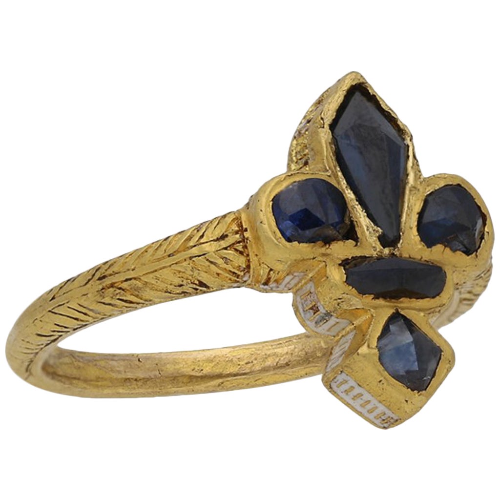 Antique 17th century AD Post Medieval sapphire gold ring For Sale at ...