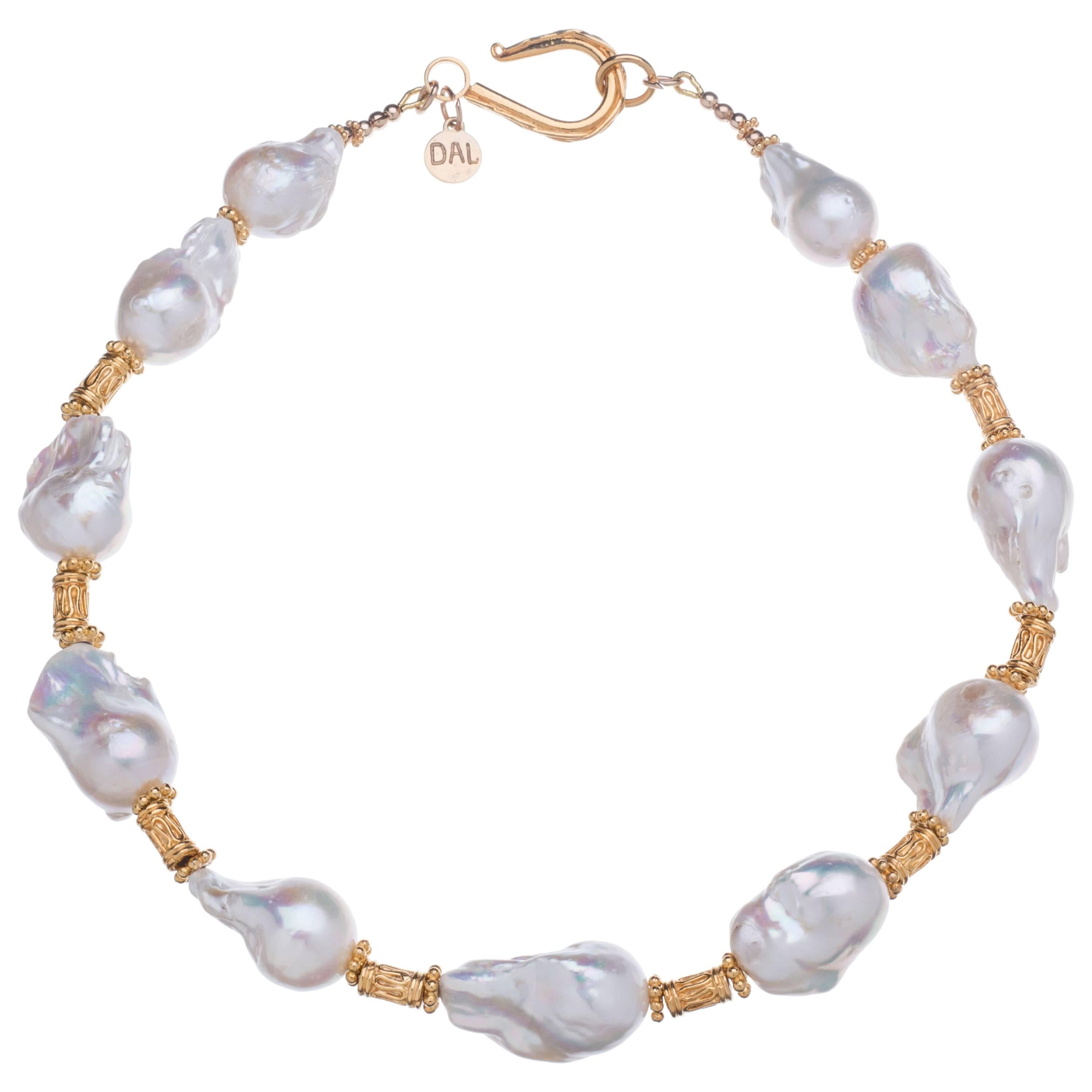 Deborah Liebman White Baroque Pearls and Gold Necklace For Sale at 1stDibs
