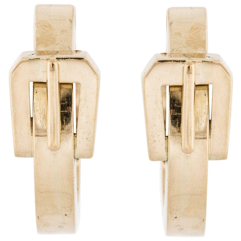 Buckle Hoop Earrings in 18K Gold For Sale at 1stDibs | buckle earrings