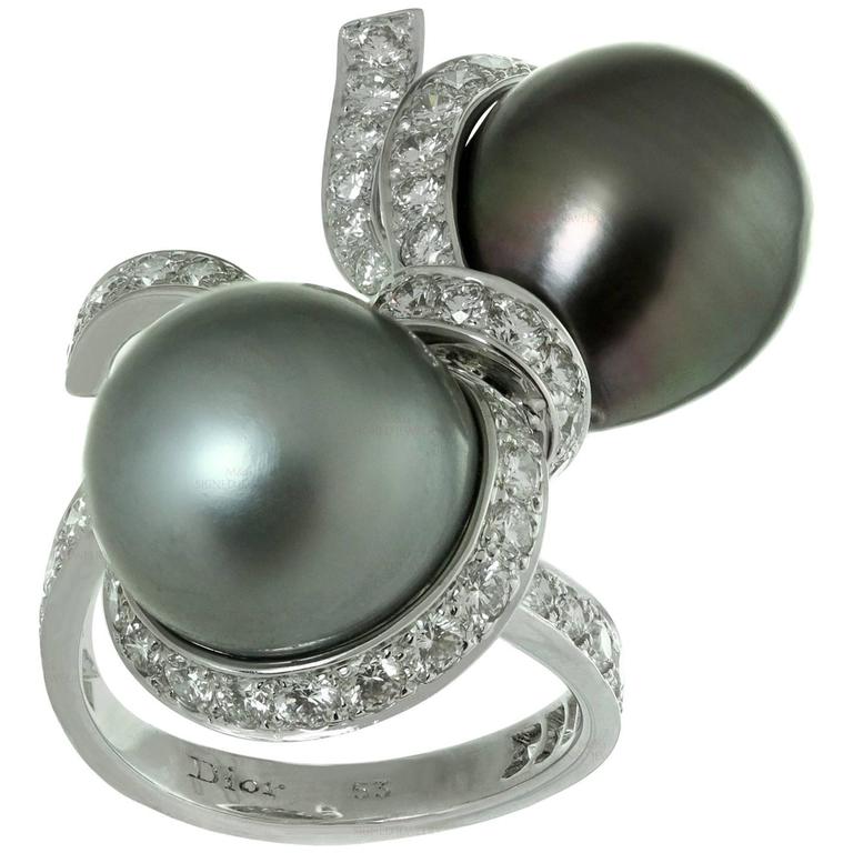 Christian Dior Tahitian Pearl Diamond White Gold Caprice Ring For Sale ...