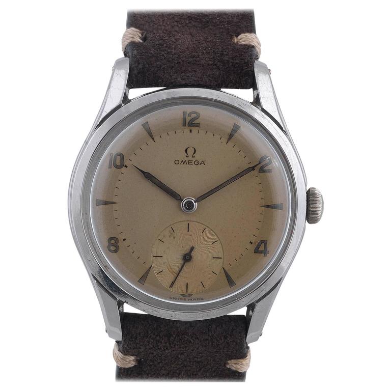 Omega Stainless Steel Champagne Dial Screw Back Case Manual Wind ...