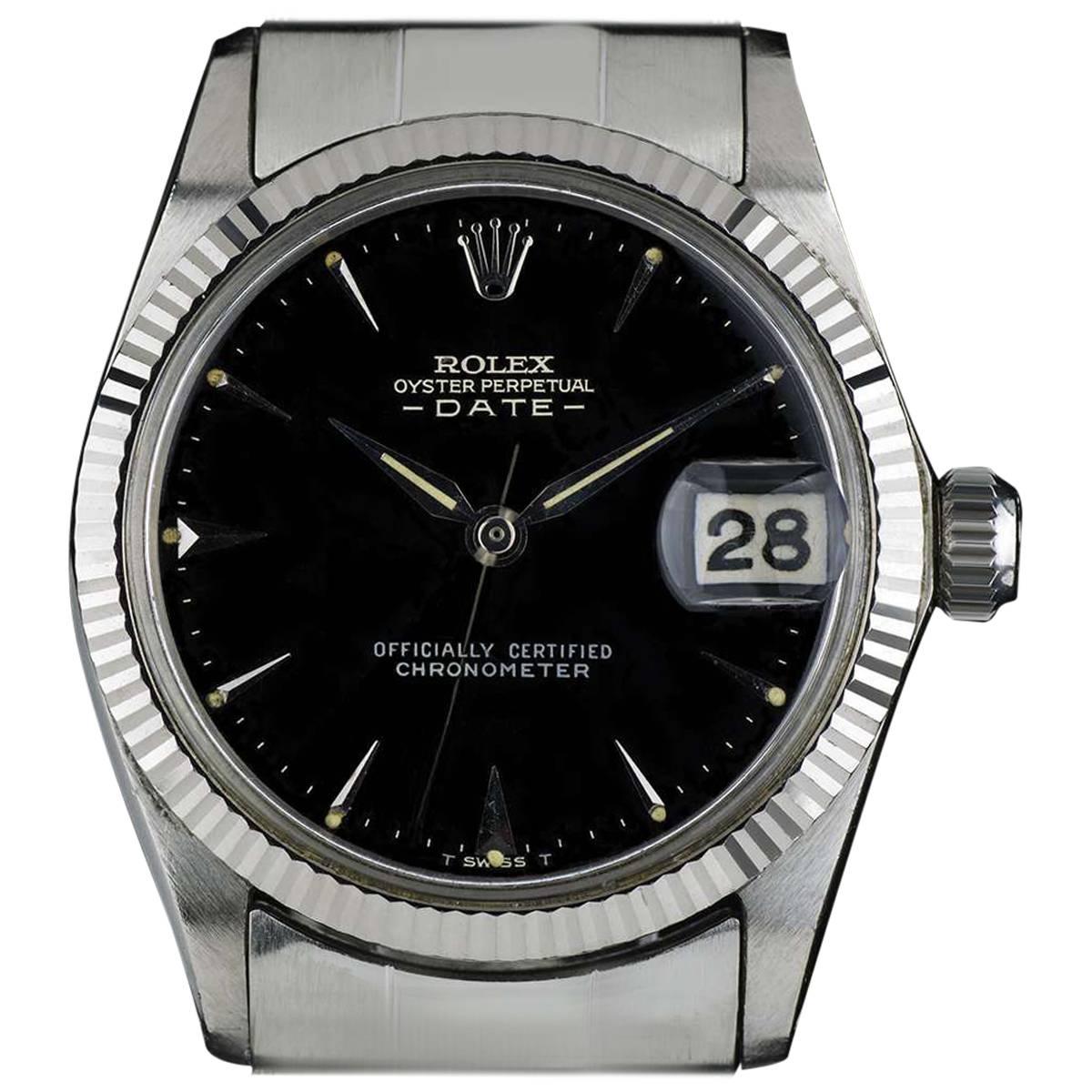 Rare White Gold Vintage Rolex Mid-Size Date Wristwatch at 1stDibs