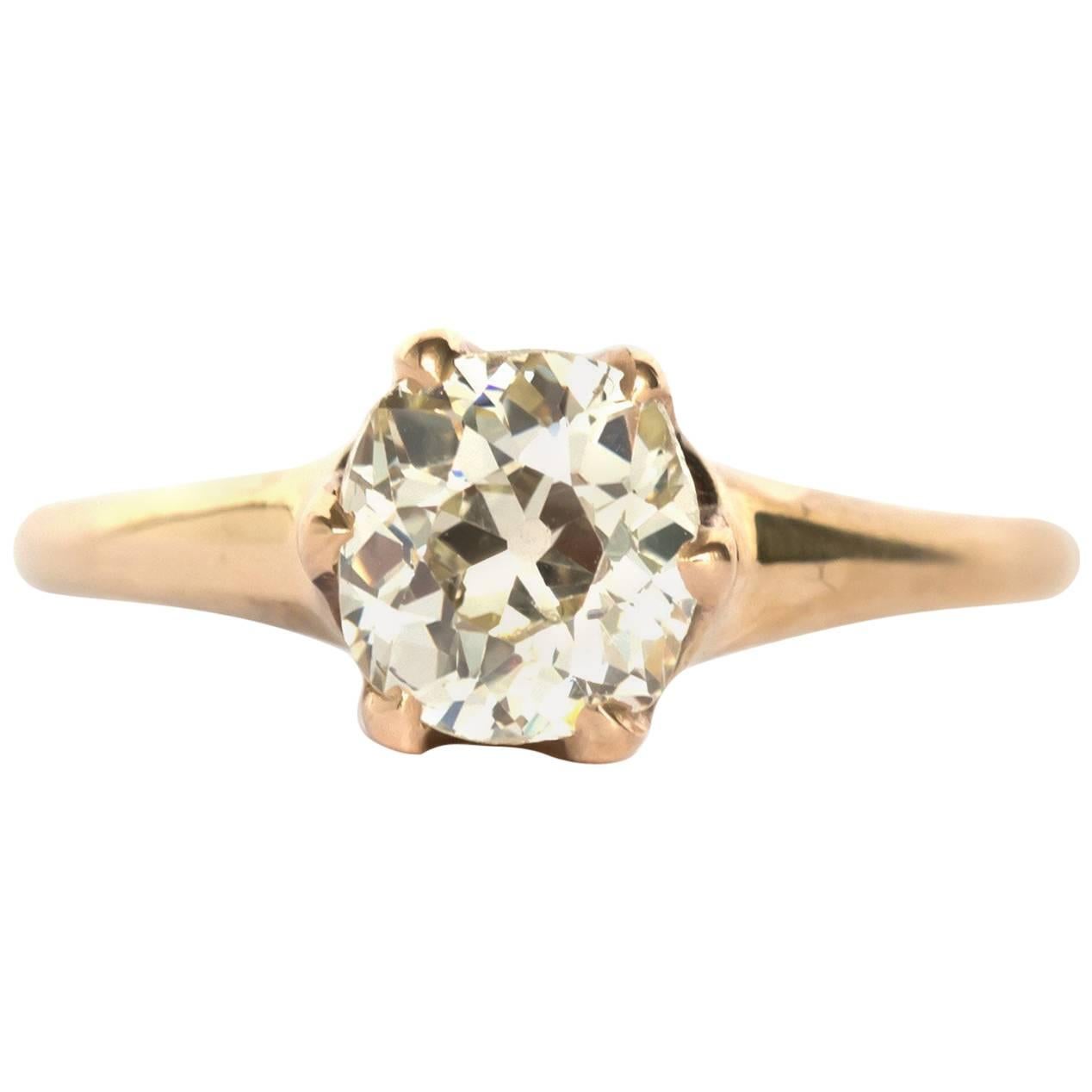 1800s Victorian 1.06 Carat GIA Certified Diamond Yellow Gold Ring For ...