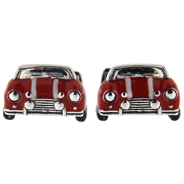 Jona Sterling Silver Red and White Enamel Classic Mini Car Cufflinks ...