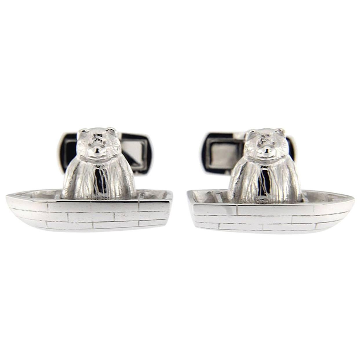 Berca White Red Sailing Boat Shaped Little Anchor Back Sterling Silver ...