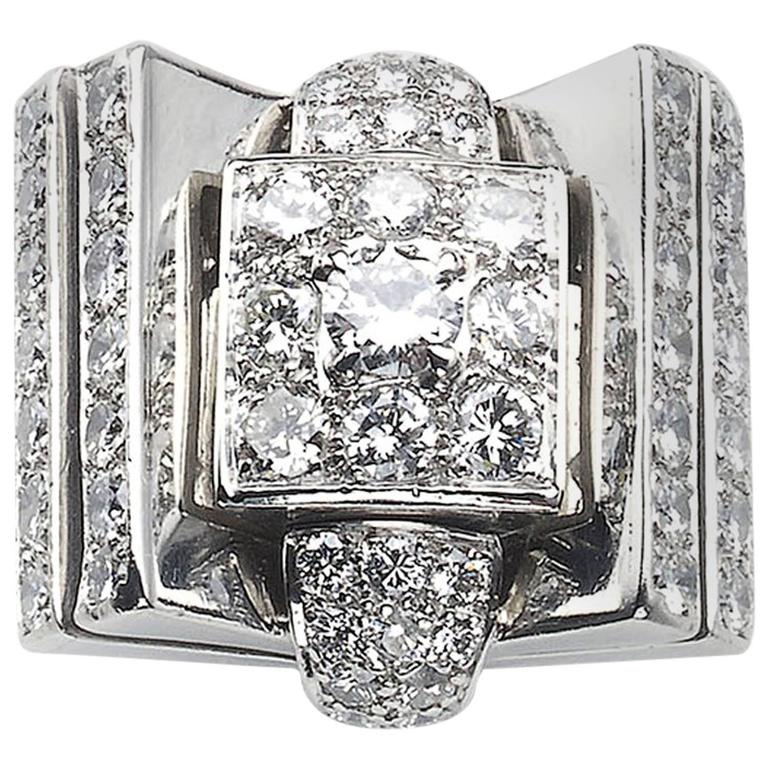 Diamond Platinum Cocktail Ring at 1stDibs