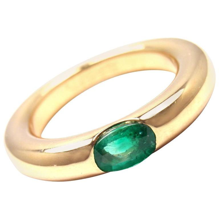 Cartier Emerald Ellipse Yellow Gold Band Ring at 1stDibs | cartier ...