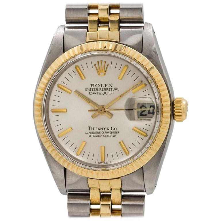 Rolex Tiffany and Co. Yellow Gold Stainless Steel Datejust Self Winding ...