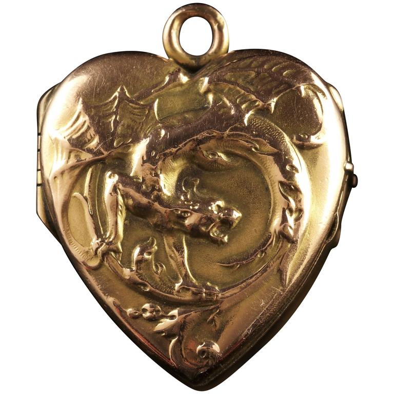 Antique Victorian Gold Dragon Locket, circa 1900 at 1stDibs
