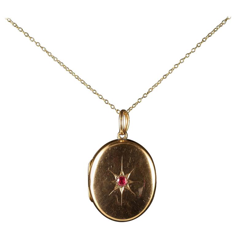 Antique Victorian Ruby Gold Locket and Chain, circa 1900 at 1stDibs ...