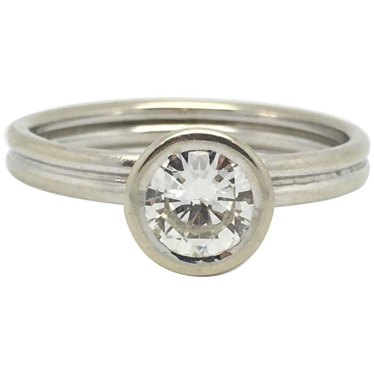 1 Carat Certified Diamond Platinum Engagement Ring at 1stDibs