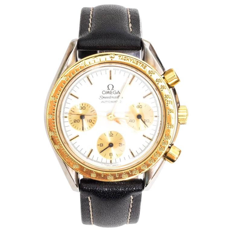 Omega Yellow and White Gold Speedmaster Chronograph Automatic ...