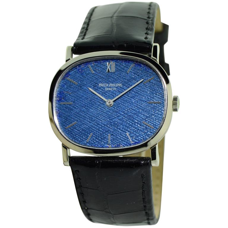 Patek Philippe White Gold Original Blue Gold Dial Manual Wind Watch at ...