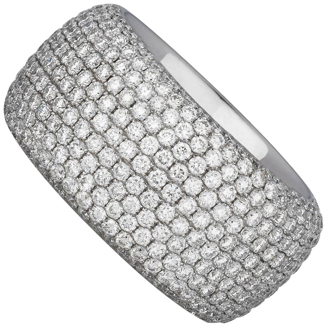 Beaudry Diamond Platinum Wide Eternity Band Ring at 1stDibs
