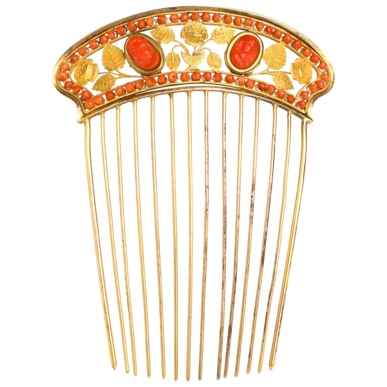 Coral Comb Tiara, Sicily ‘Italy’, 19th Century For Sale at 1stDibs