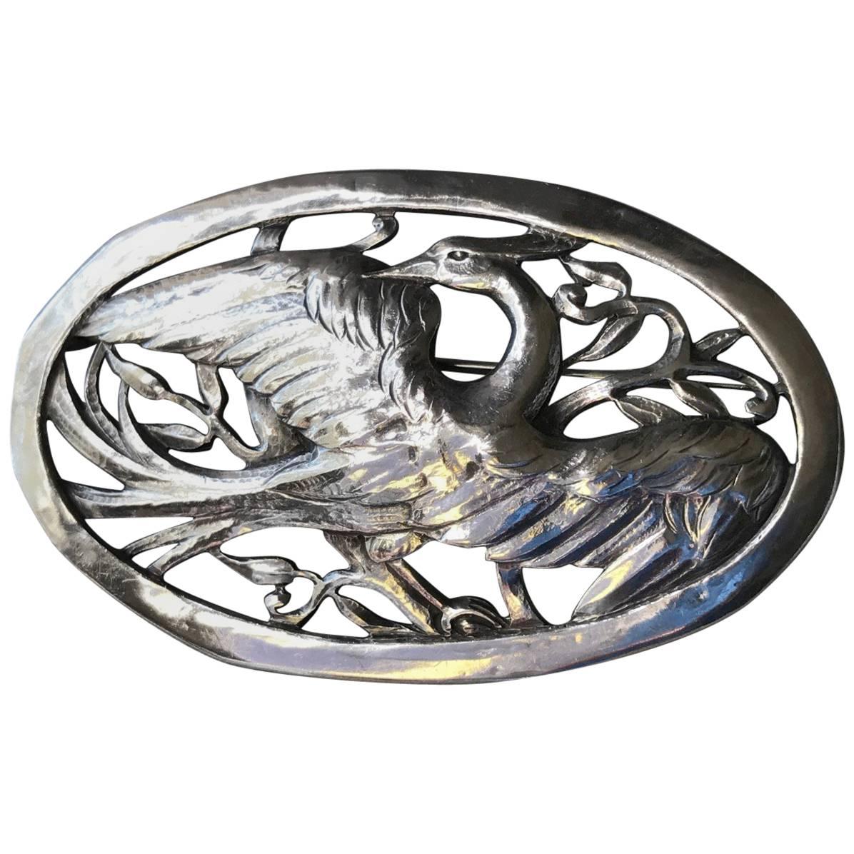 Peer Smed Sterling Silver Hand-Wrought Bird Brooch at 1stDibs