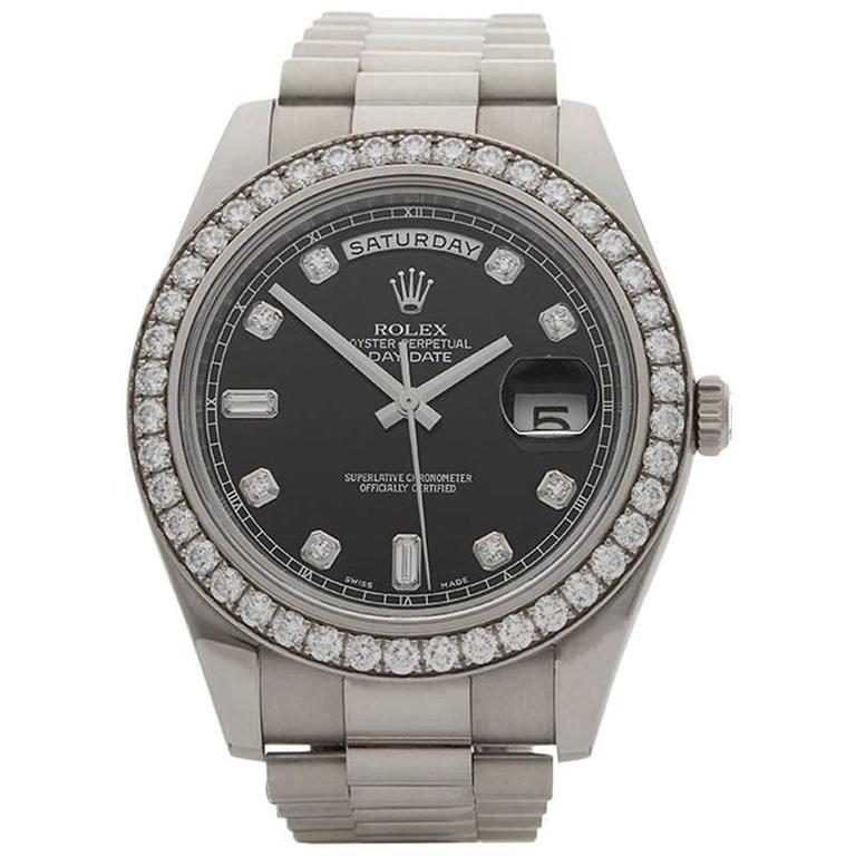 Rolex Day-Date II 18 Karat White Gold Gents 218349, 2010 at 1stDibs