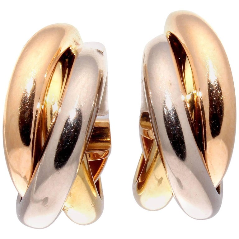 Cartier Trinity Gold Earrings at 1stDibs