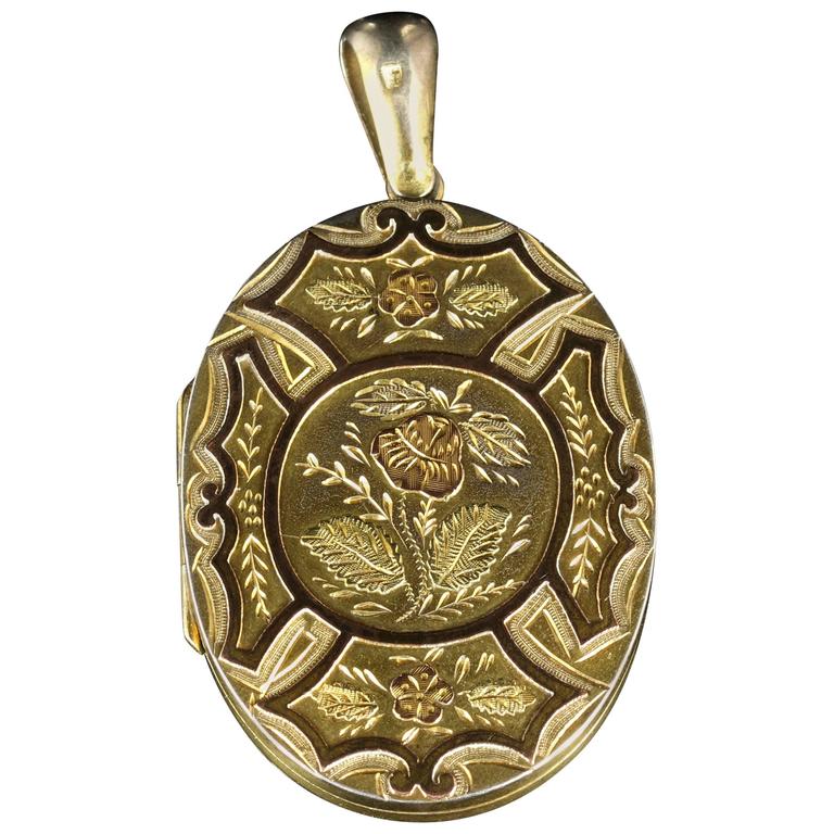 Antique Victorian Gold Silver Locket, circa 1880 at 1stDibs