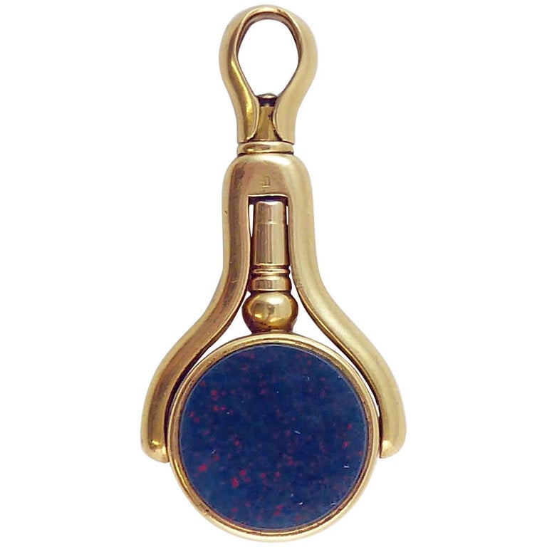 Victorian Pocket Watch Key Fob, Sardonyx, Bloodstone, London 1873, 18 ...
