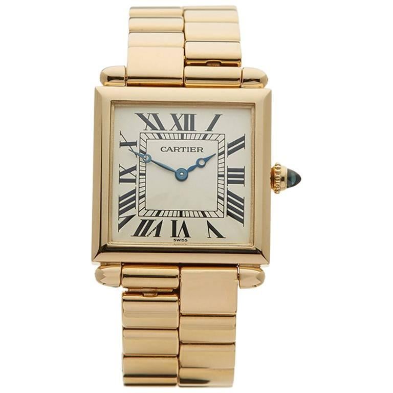 Cartier Tank Obus 18 Karat Yellow Gold Ladies 1630, 1990s at 1stDibs