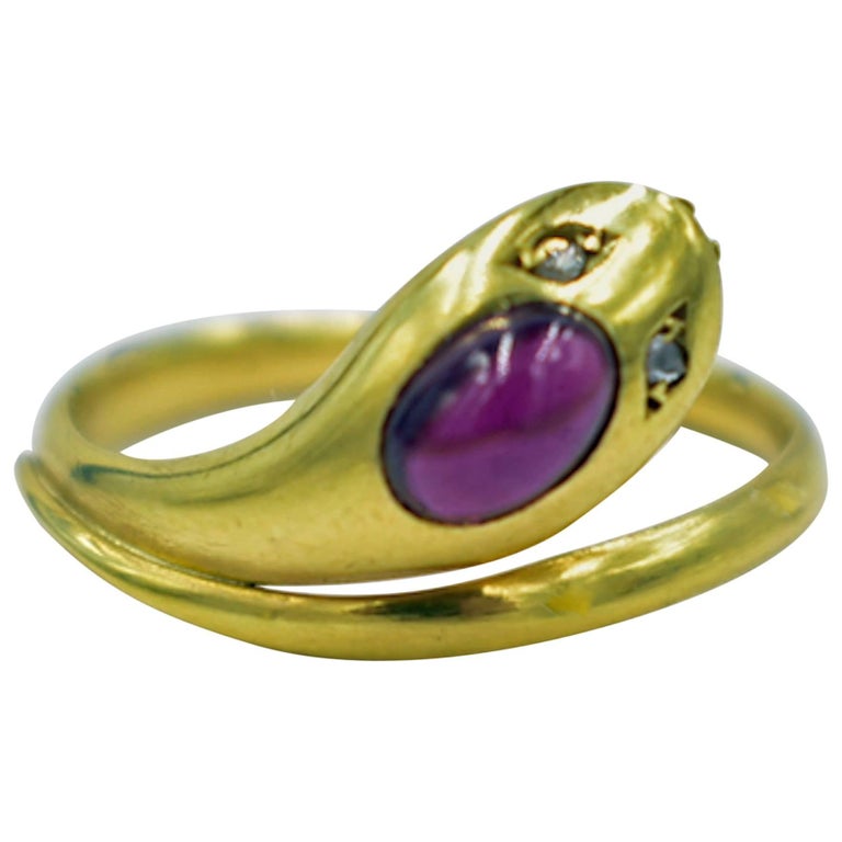 Antique Victorian Snake Ring with Ruby at 1stDibs