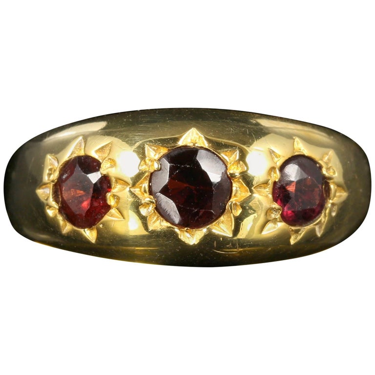 Antique Garnet Ring 18 Carat Gold on Silver, circa 1900 at 1stDibs