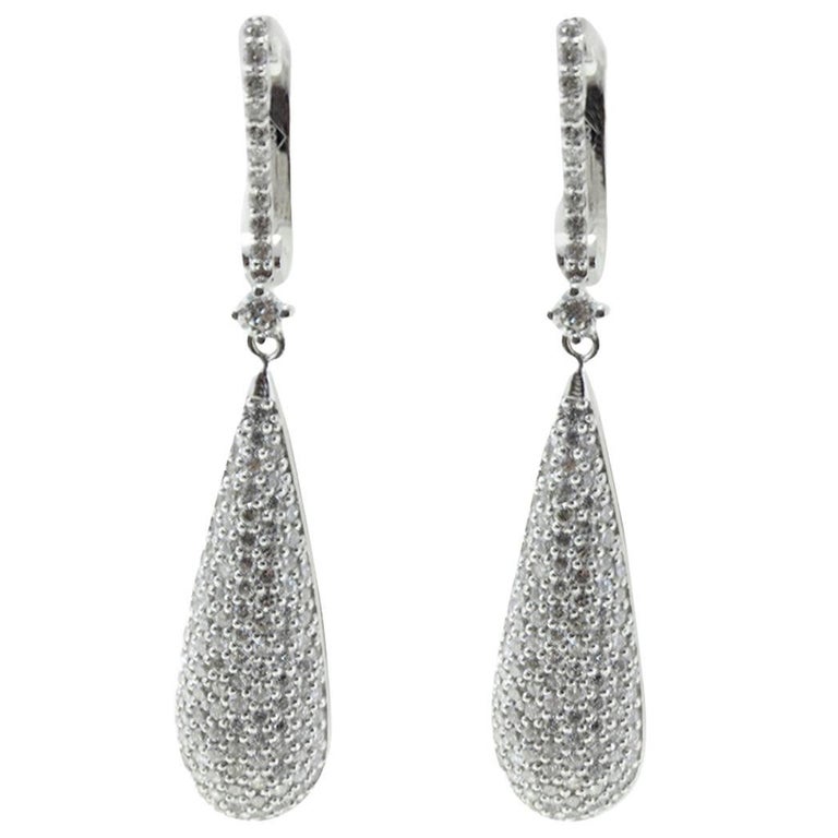 Diamond Drop Gold Earrings at 1stDibs