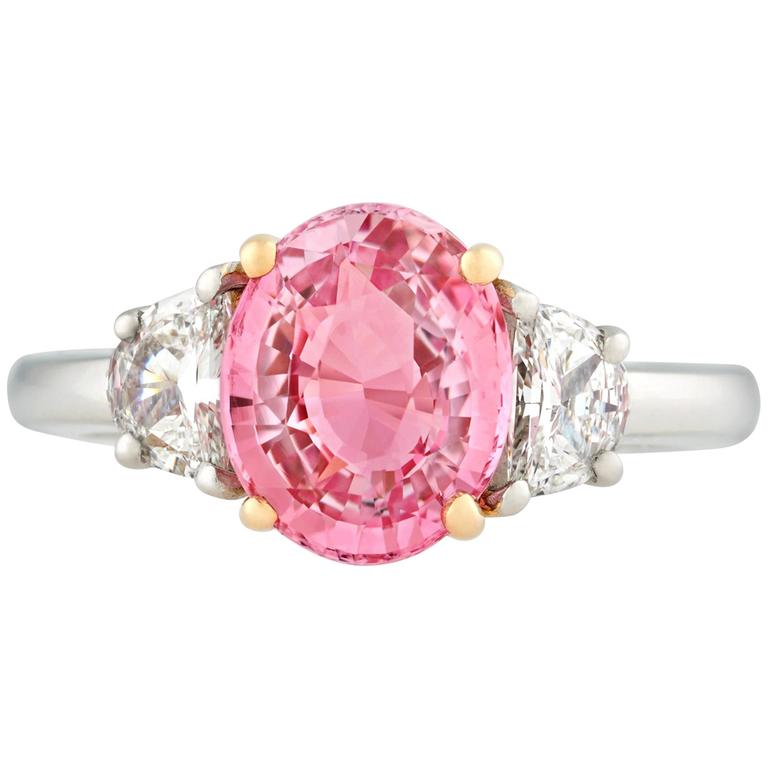 Padparadscha Sapphire Ring, 3.07 Carat For Sale at 1stdibs