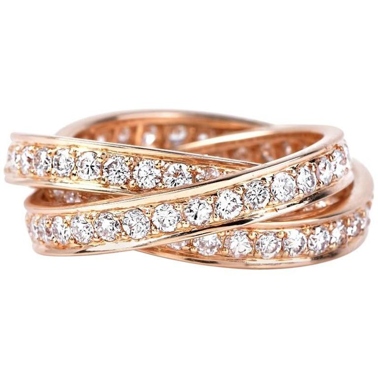 Cartier Trinity Diamond Yellow Gold Eternity 'Rolling' Ring at 1stdibs