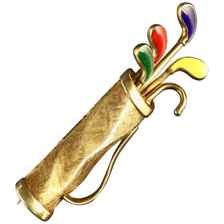 Vintage 18 Carat Gold Golf Club Brooch Garrard, 1973 at 1stDibs
