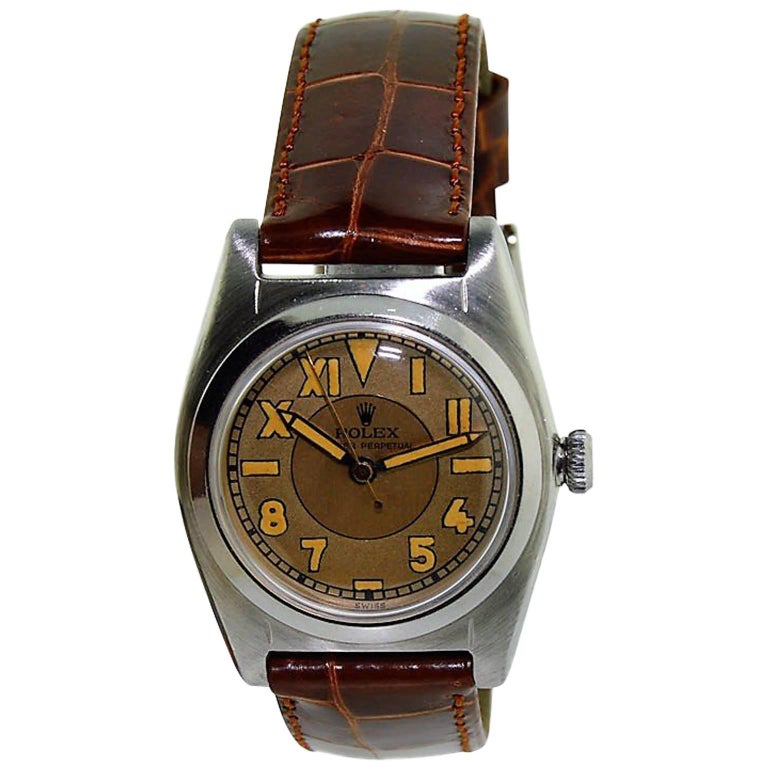 Rolex Stainless Steel Oyster Bubble Back Perpetual Winding Watch at 1stDibs