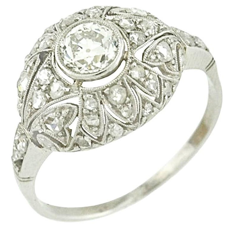 Diamond Edwardian Platinum Filigree Engagement Ring For Sale at 1stDibs ...