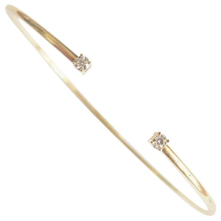 Open Cuff Diamond Gold Flexible Bangle at 1stDibs