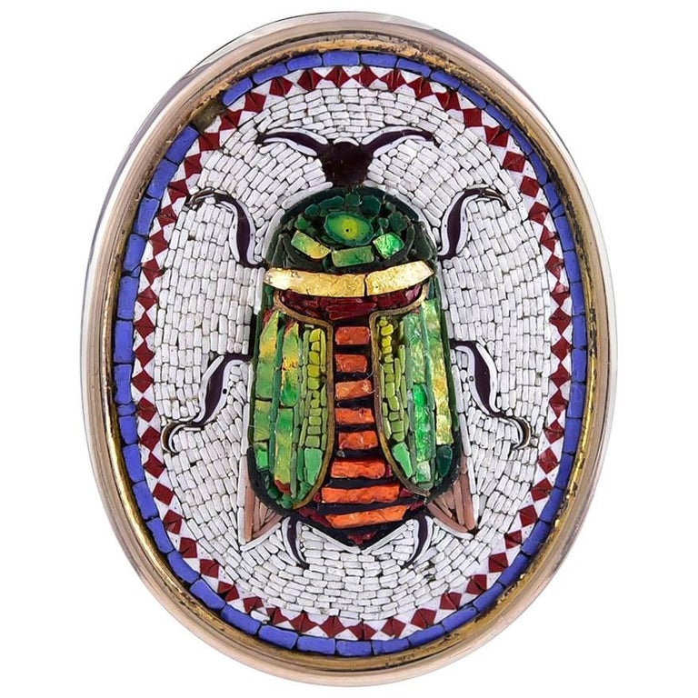 Antique Micro Mosaic Scarab Brooch at 1stDibs
