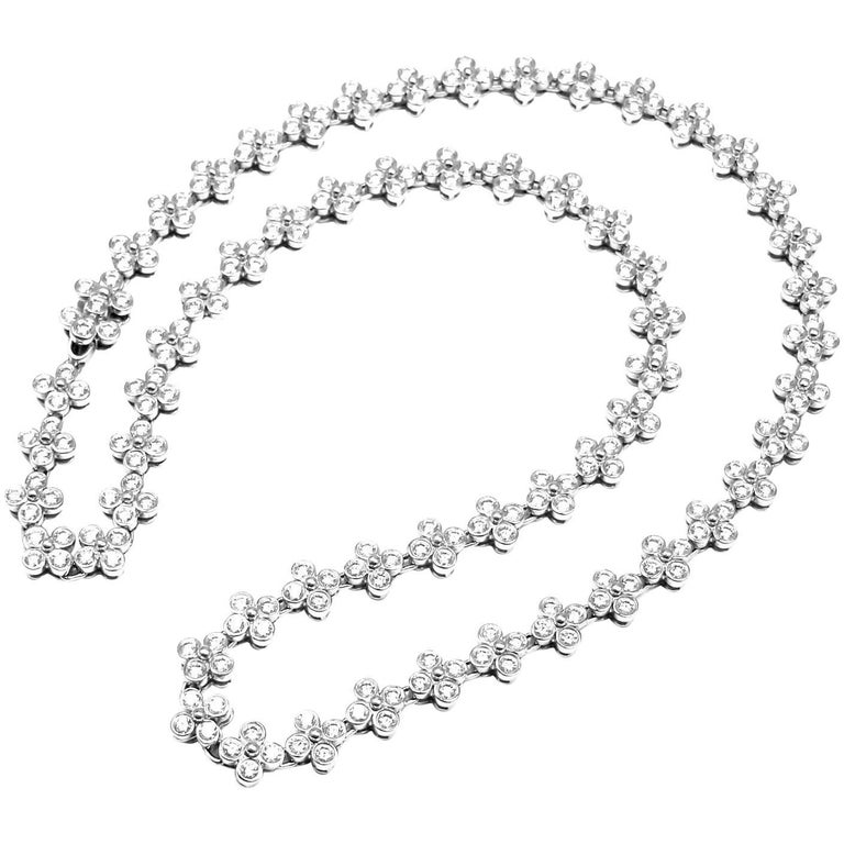 Tiffany and Co. Lace Diamond Flower Platinum Necklace at 1stDibs