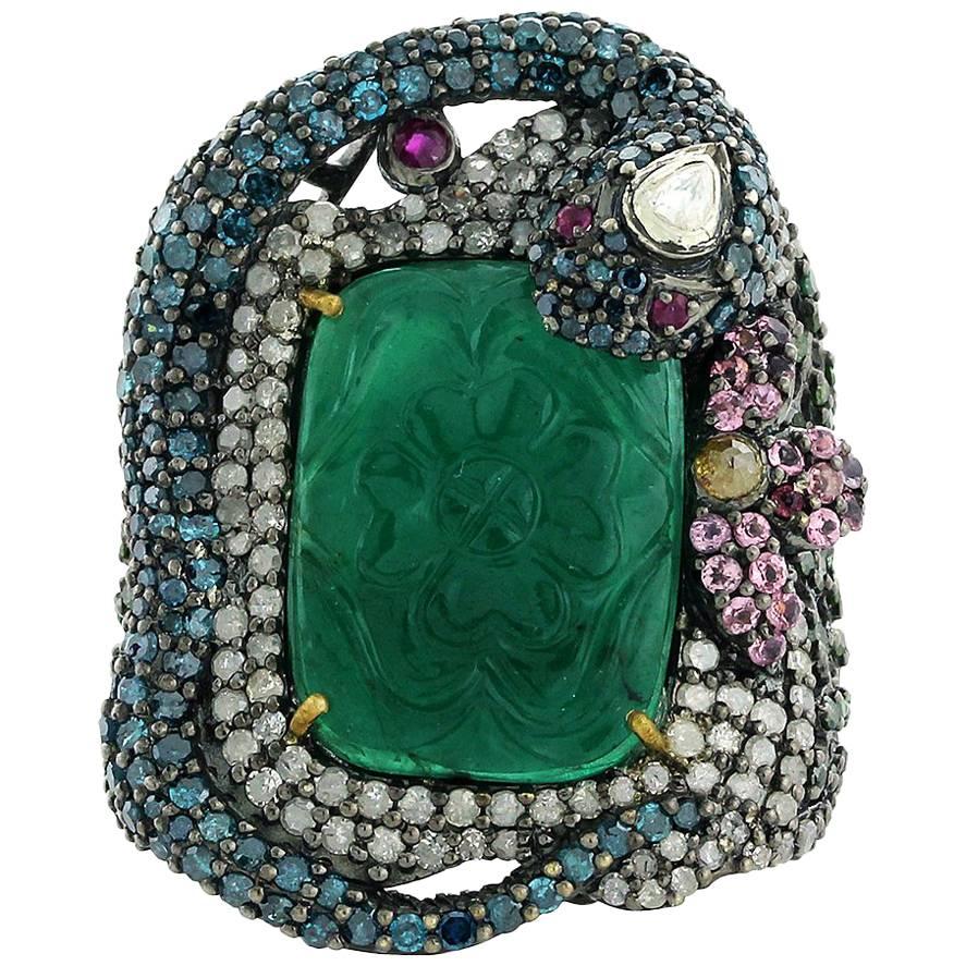 Carved Emerald Snake Ring at 1stDibs