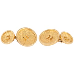 Gold Double Sided Button Style Cufflinks For Sale at 1stdibs