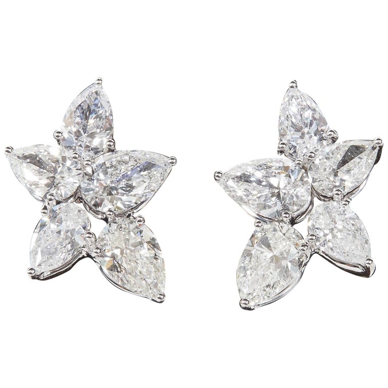 Diamond Cluster Earrings at 1stDibs