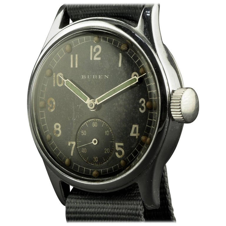 Buren Stainless Steel German Army WW II Official Military Wristwatch ...
