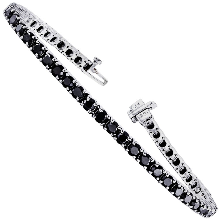 Round Brilliant Black Diamond Tennis Bracelet At 1stdibs